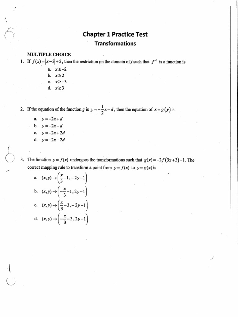 Transformations Practice Test Incl KEY | PDF