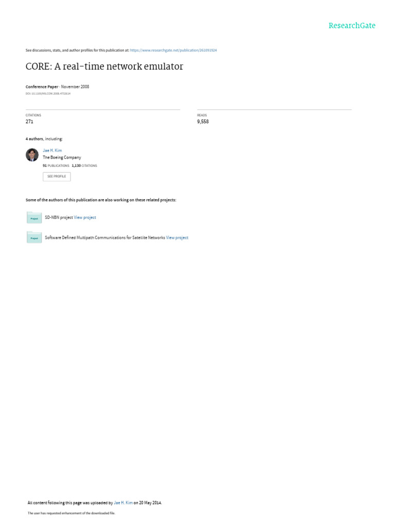 CORE A Real-Time Network Emulator | PDF | Computer Network | Network Socket