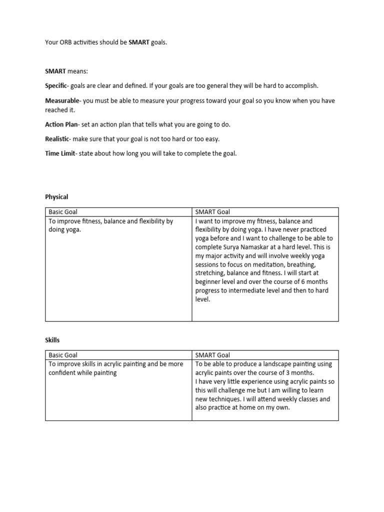 SMART Goals | PDF | Goal | Physical Fitness