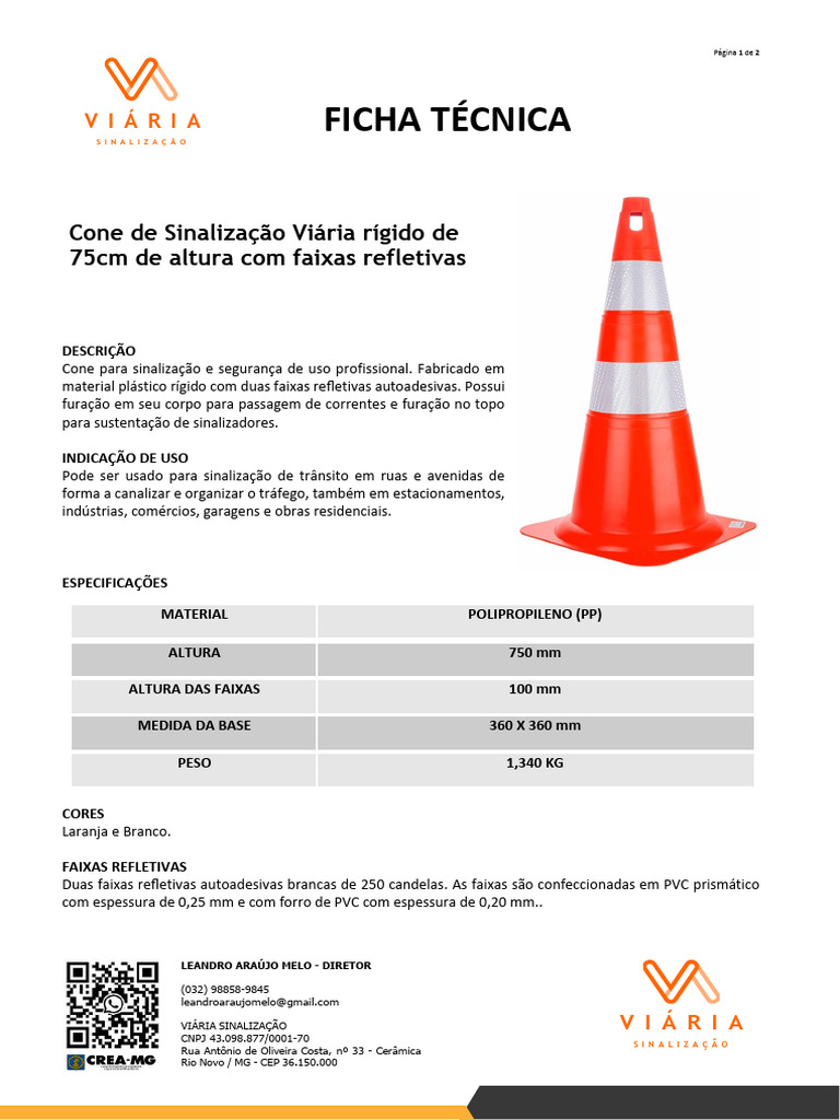 Cone de Sinalização Viária 75cm | PDF | Materiais de construção | Setor ...