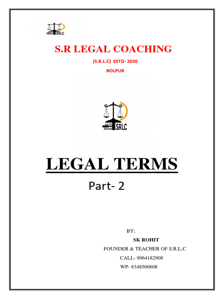 SRLC Legal Term Part - 2 | PDF | Legal Communication | Common Law