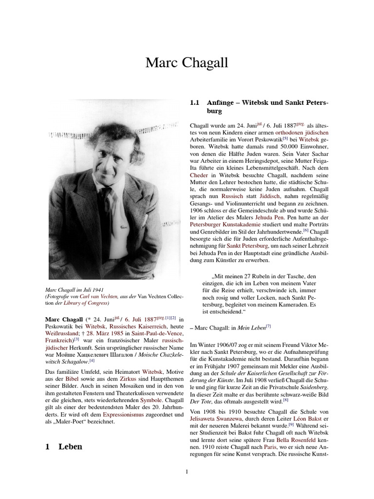Marc Chagall: A Brief Biography | PDF | Technology & Engineering