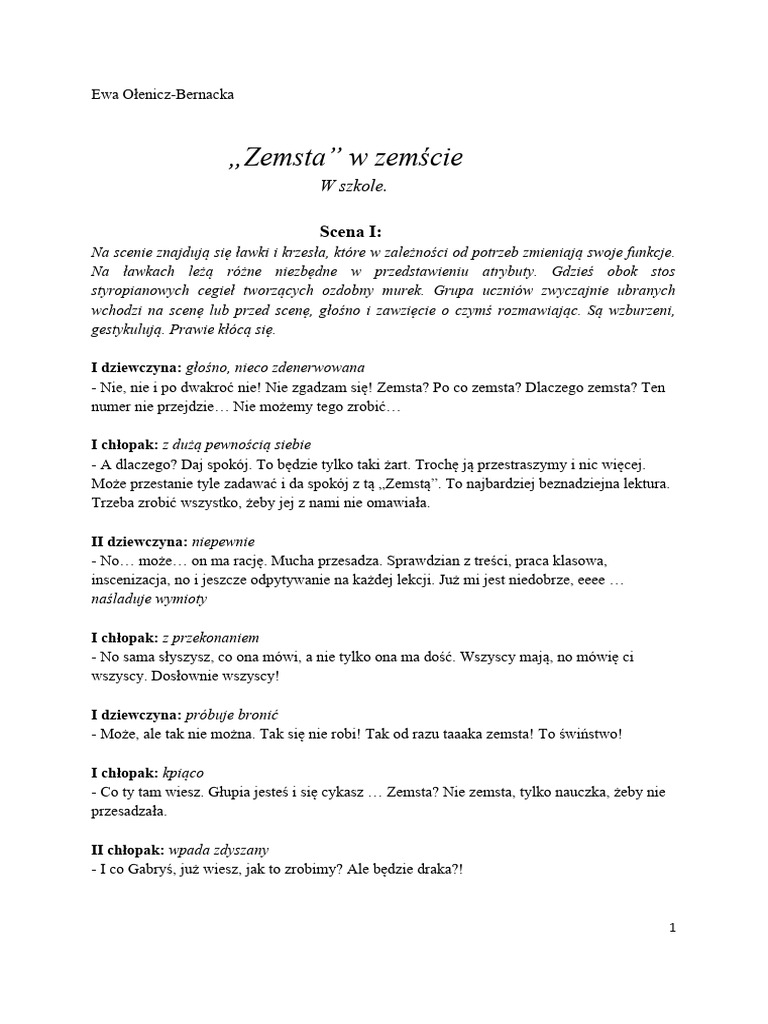 Scenariusz Zemsta | PDF