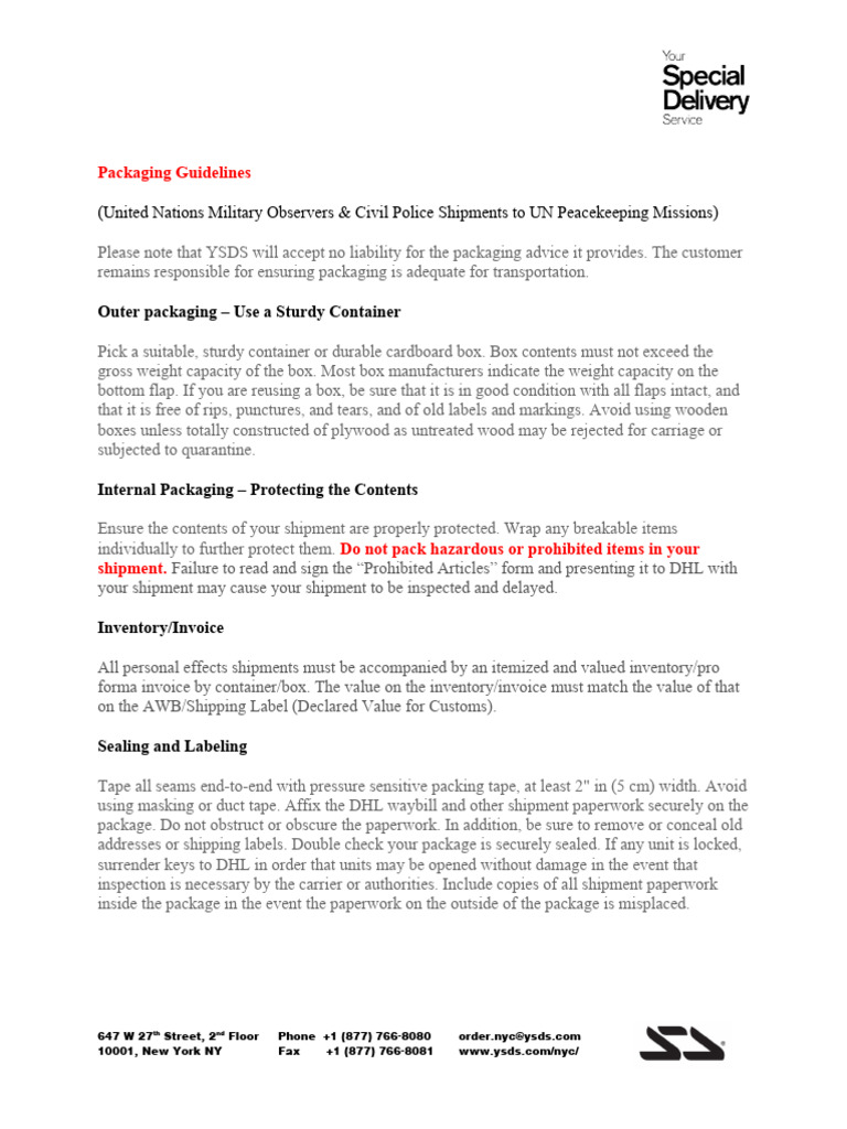 Packaging Guidelines | PDF | Packaging And Labeling | Freight Transport