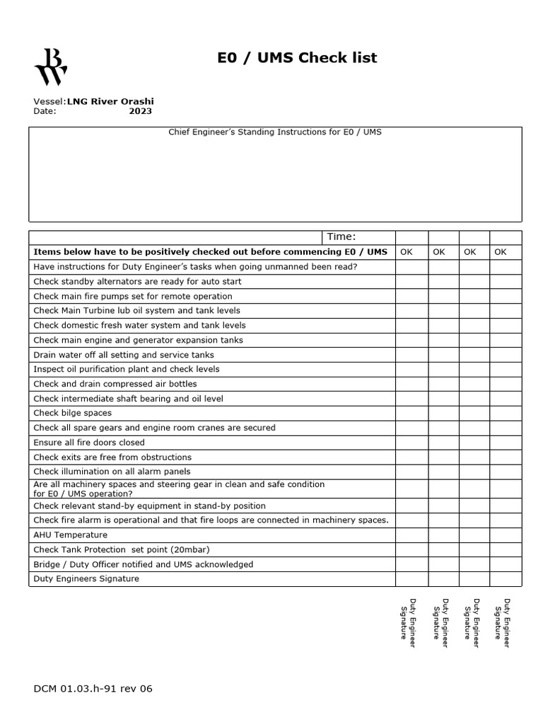 UMS Checklist DCM 01.03.h-91 Rev 06 | PDF | Mechanical Engineering ...