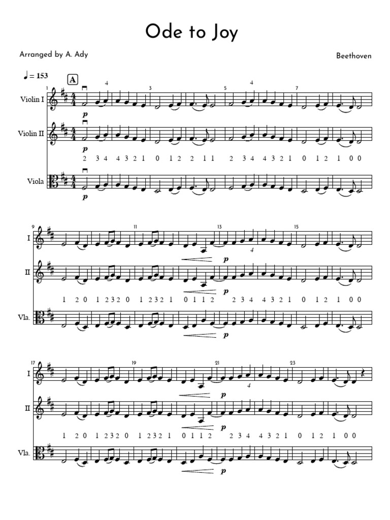 Ode to Joy Beginner VIOLA | PDF | Musical Compositions | Classical Music