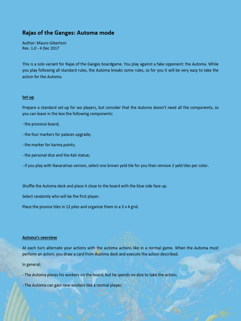 Rajas of The Ganges Automa r1.0 | PDF | Playing Cards | Entertainment