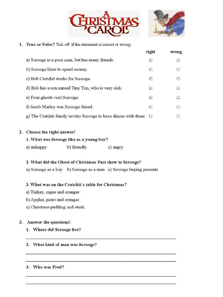 Christmas Carol Dickens Worksheet | PDF