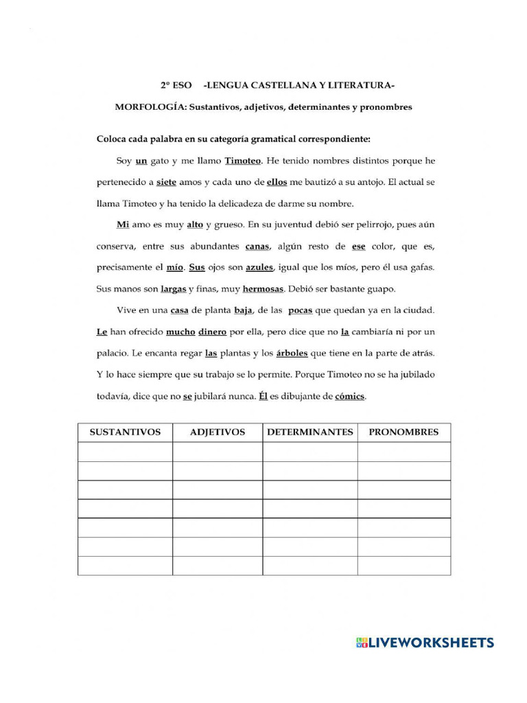 Refuerzo Gramatica Lengua 4 Primaria | PDF