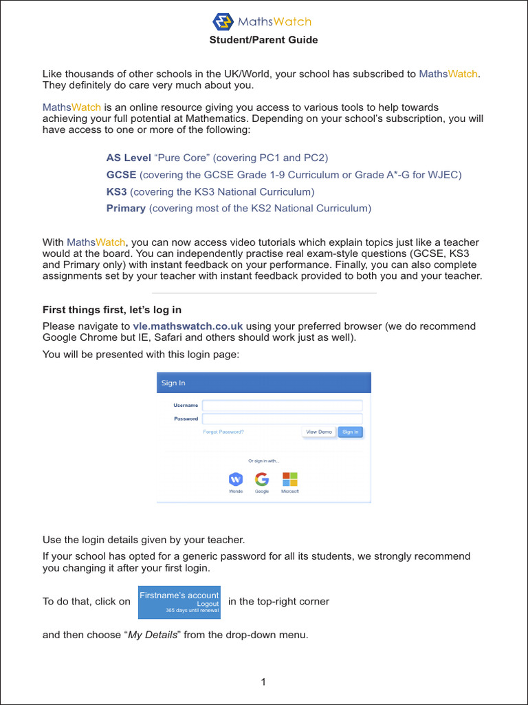 mathswatch_student_guide | PDF | Mobile App | Tablet Computer