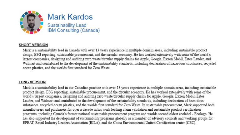Mark Kardos: Circular Design & ESG Expert | PDF