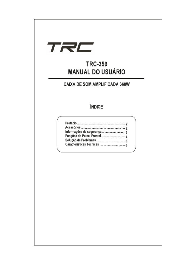 TRC - 359 - Manual Do Usuário | PDF