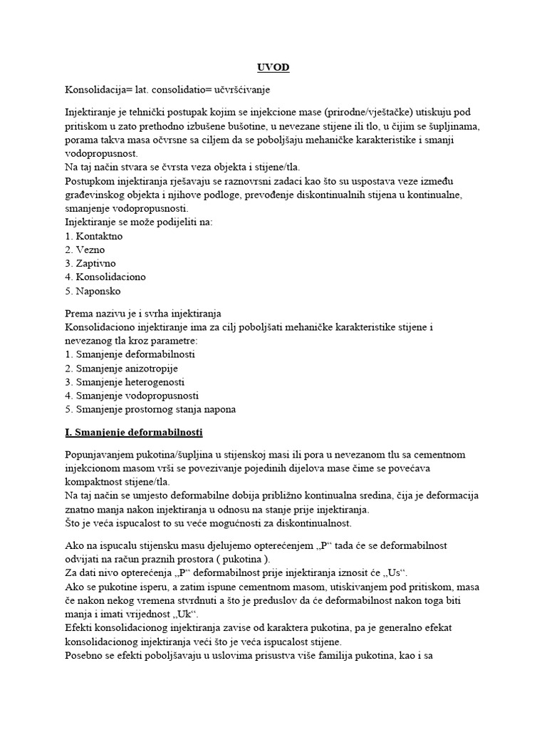 Injektiranje I Konsolidacija Prvi Dio Skripta (1) 1 | PDF