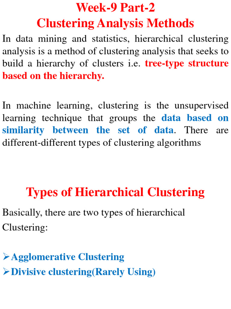 Week-9-Part-2 Agglomerative Clustering | PDF | Cluster Analysis | Applied Mathematics