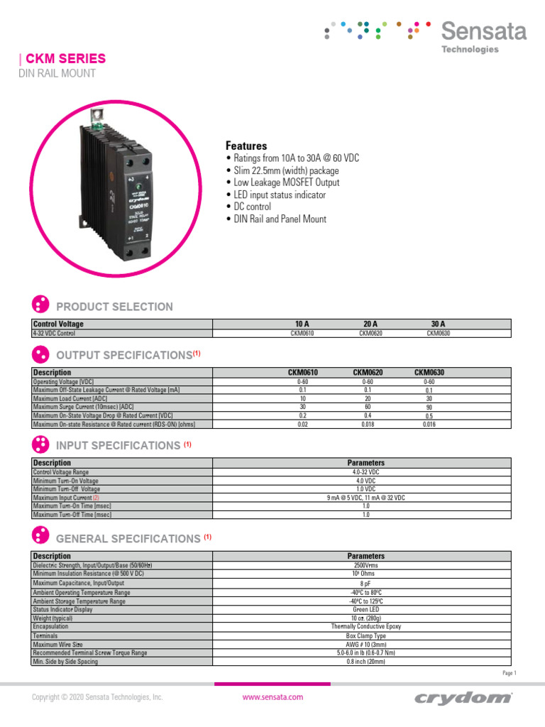 Sensata CKM Din Rail Mount Relay Datasheet-2933674 | PDF | Implied Warranty | Capacitor