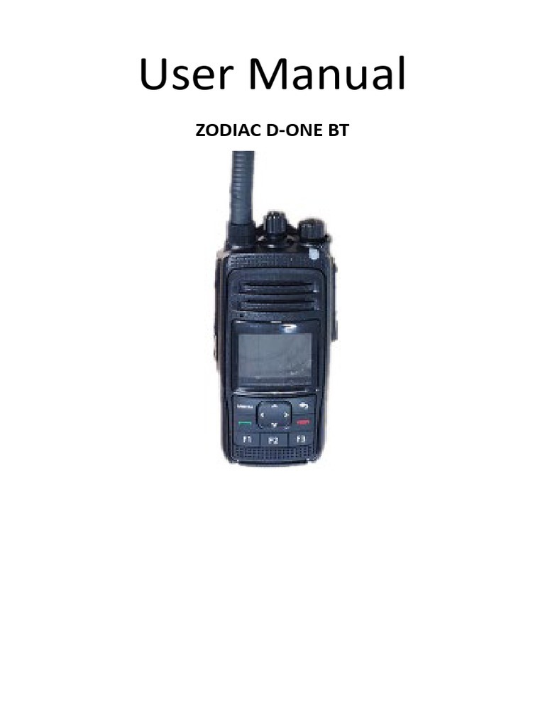 Zodiac D-One BT User Manual | PDF | Radio | Bluetooth