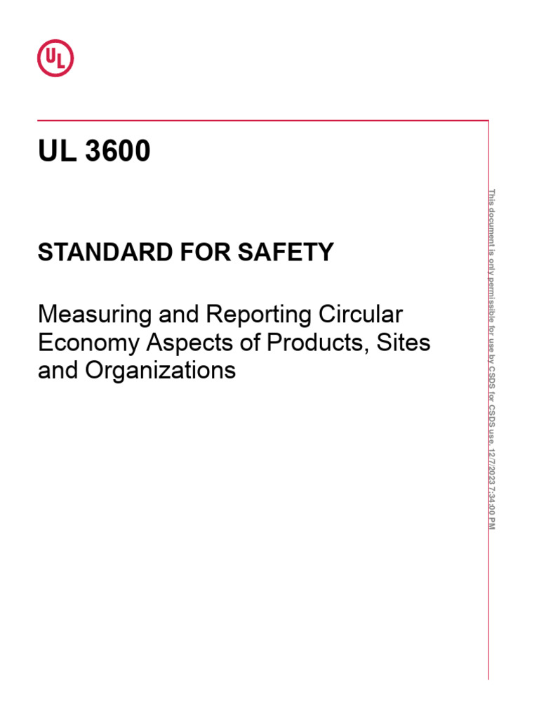 Standard For Safety: Measuring and Reporting Circular Economy Aspects ...