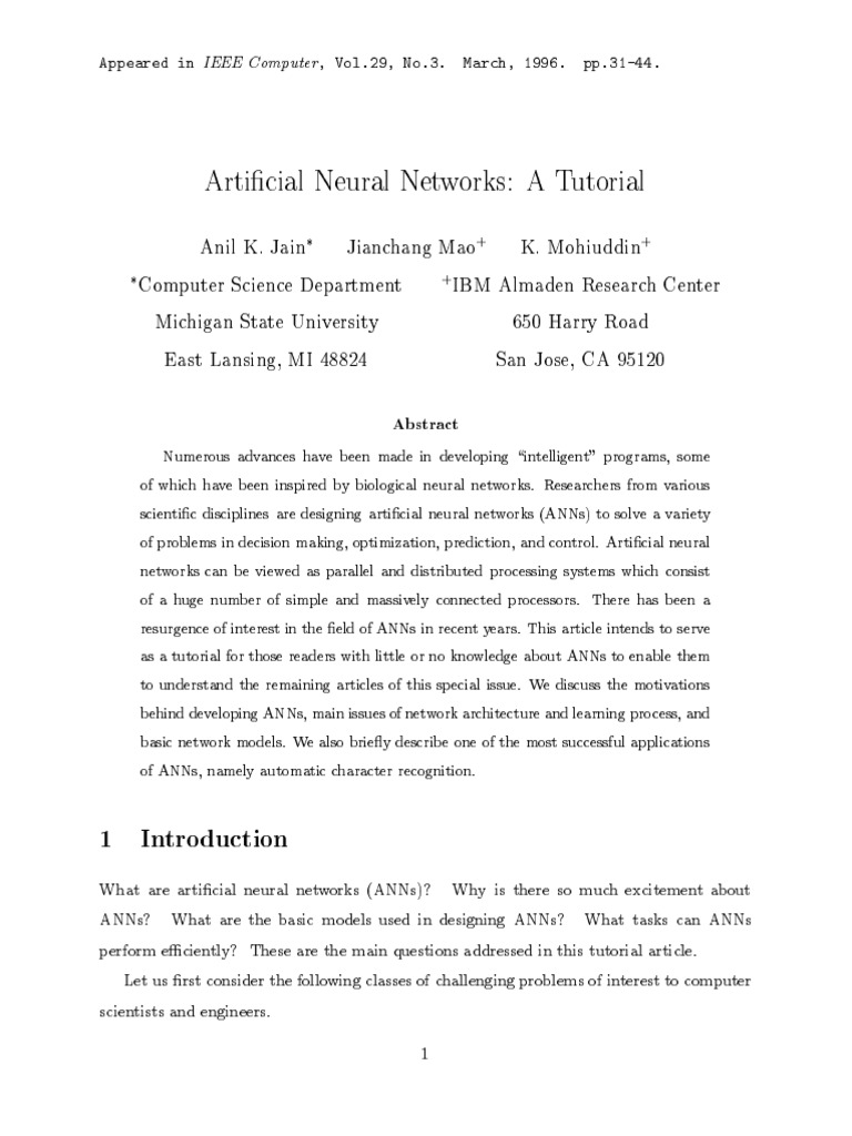 Jain | PDF | Synapse | Artificial Neural Network