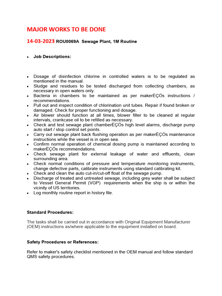 Major Works To Be Done | PDF | Sewage Treatment | Pump