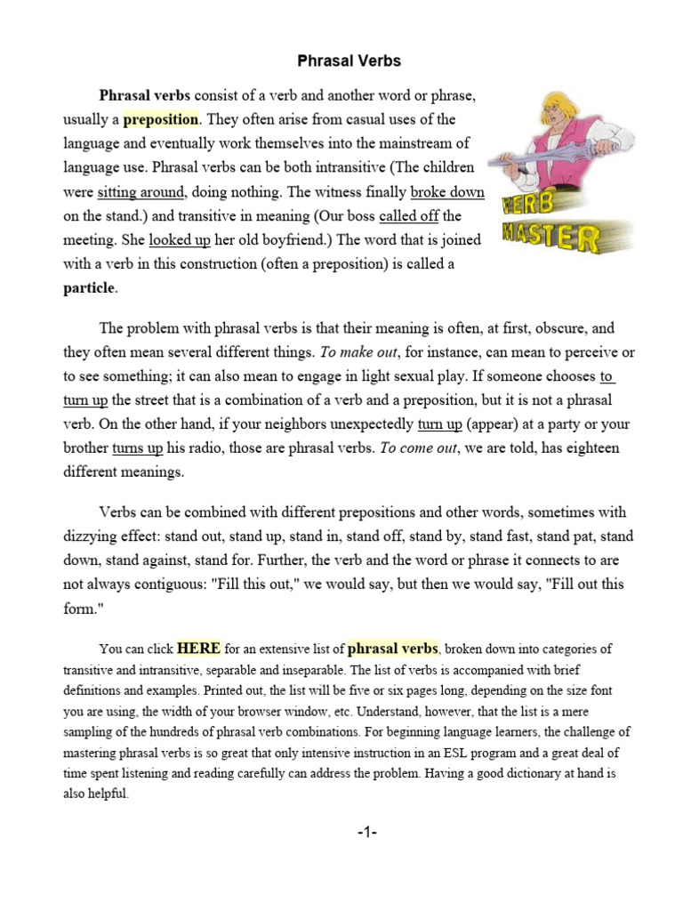 Phrasal Verbs Ready | PDF | Verb | Preposition And Postposition