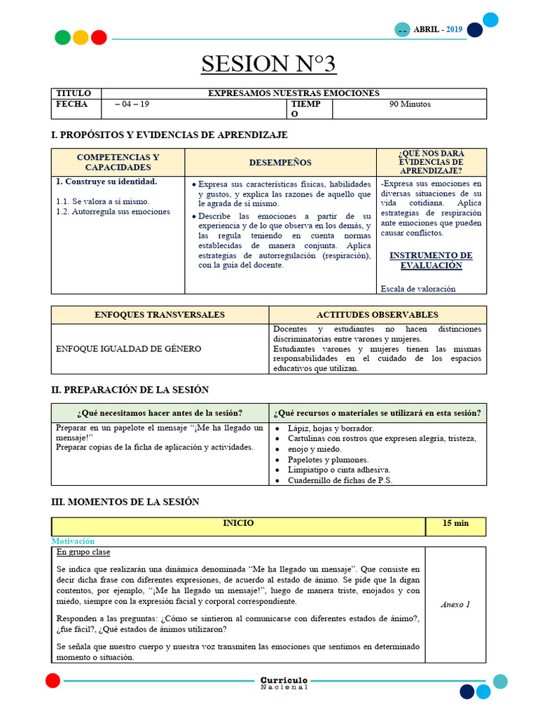Sesion 3 - PS - U2 | PDF | Las emociones | Aprendizaje Sesion 3 - PS - U2 | PDF | Las emociones | Aprendizaje