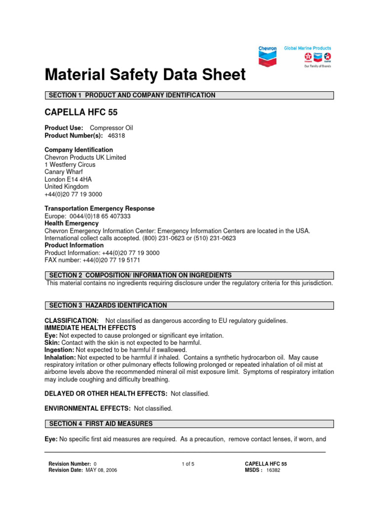 Capella Hfc 55 Eu | PDF | Dangerous Goods | Personal Protective Equipment
