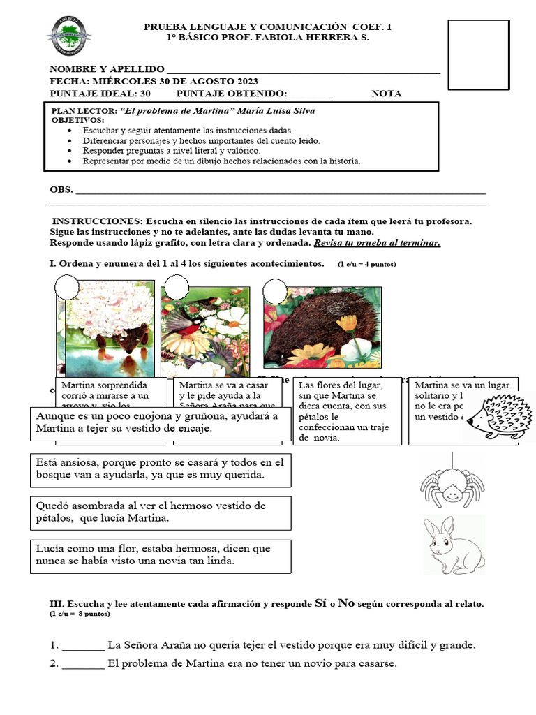 El Problema de Martina 1º 2023 | PDF