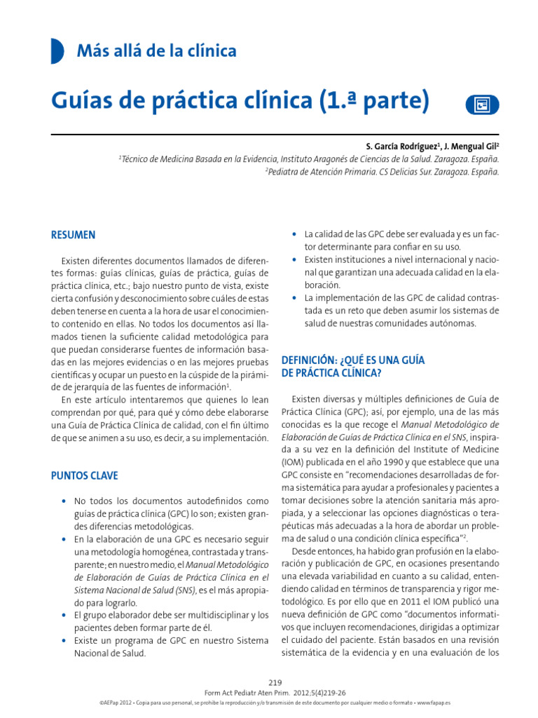 2012 Guias de Practica Clinica, P1. FAPAP | PDF | Ensayo clínico | Evidencia basada en medicina