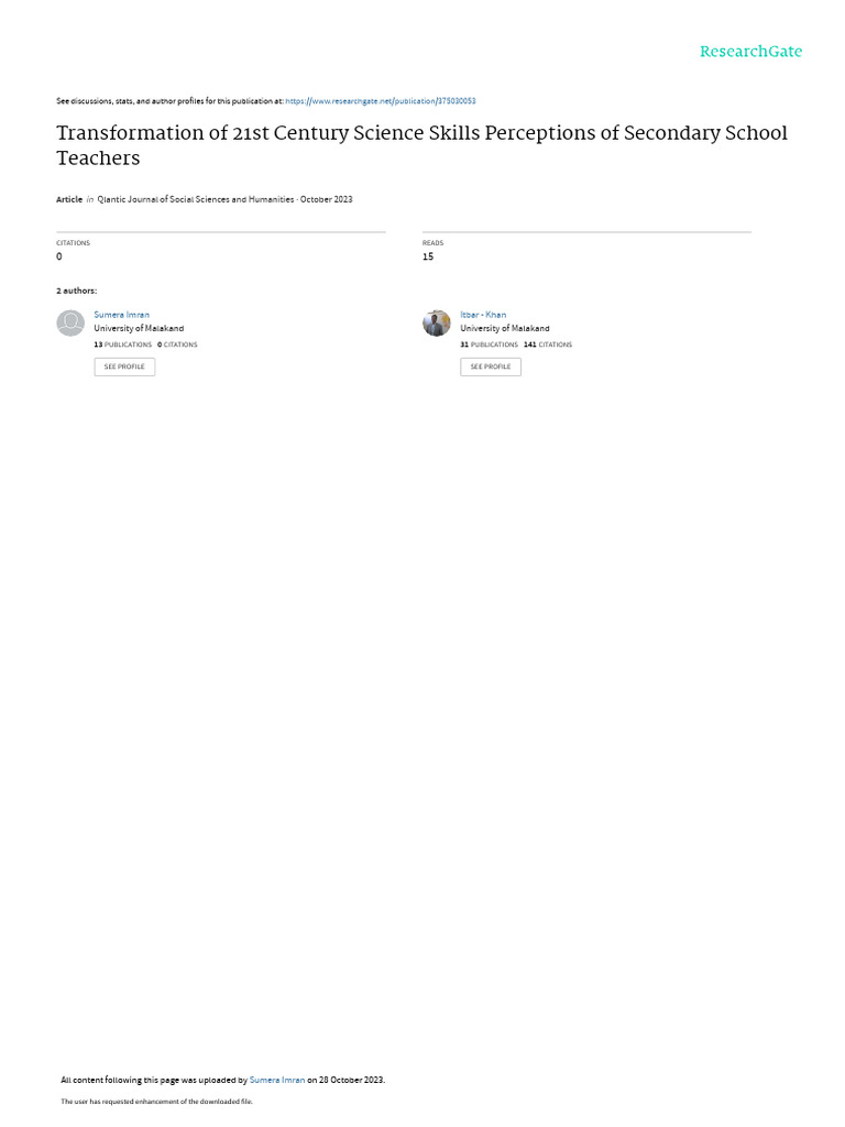 2023 Transformation of 21st Century Science Skills | PDF