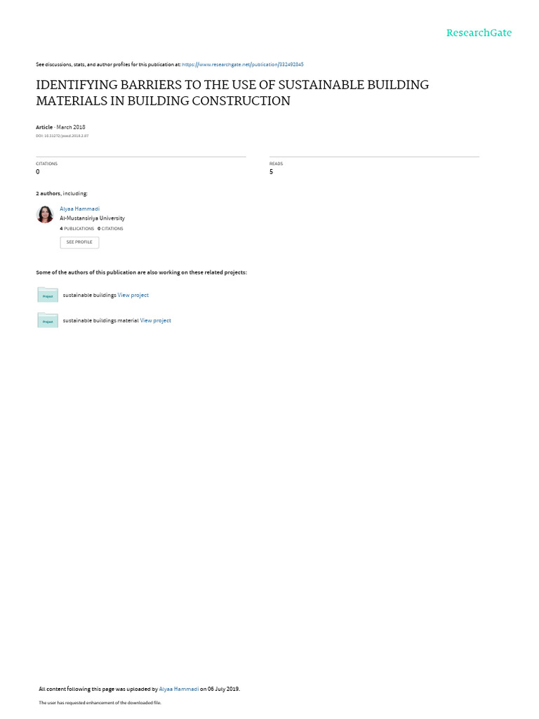 Identifying Barriers To The Use of Sustainable Building Materials in ...