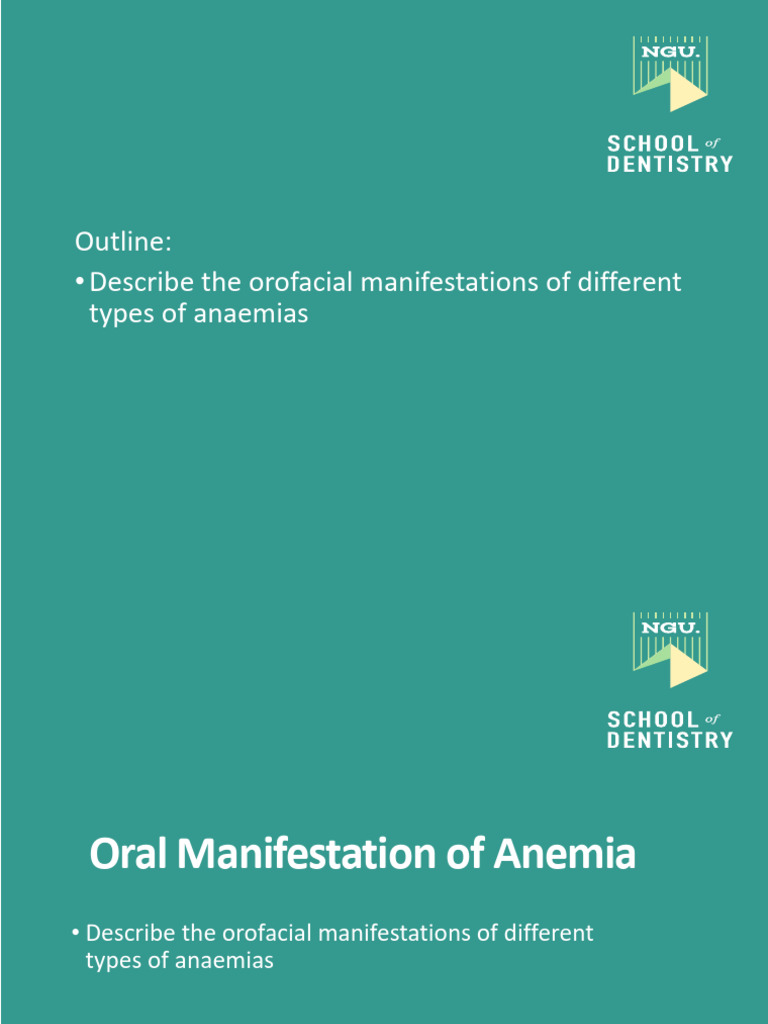 Oral Manifestations of Anemia | PDF | Anemia | Epidemiology