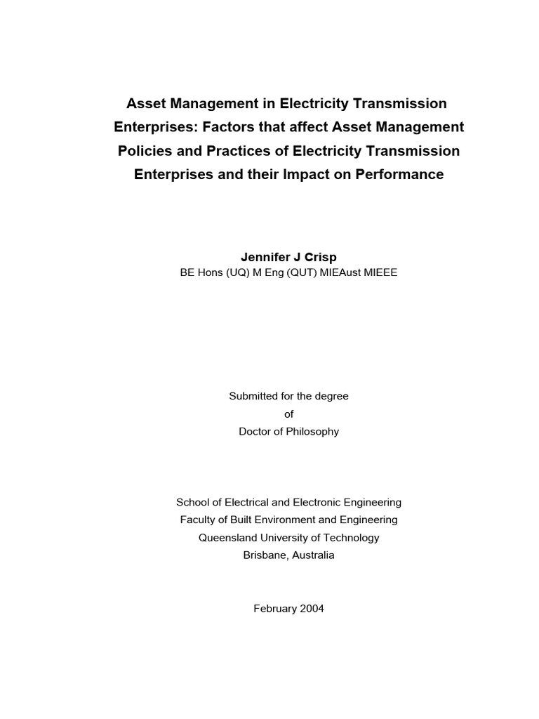 Jennifer Crisp Thesis | PDF | Electrical Substation | Electric Power Transmission