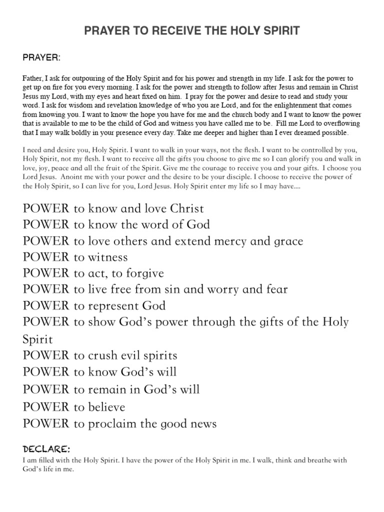 Prayer To Holy Spirit | PDF | Jesus | Holy Spirit