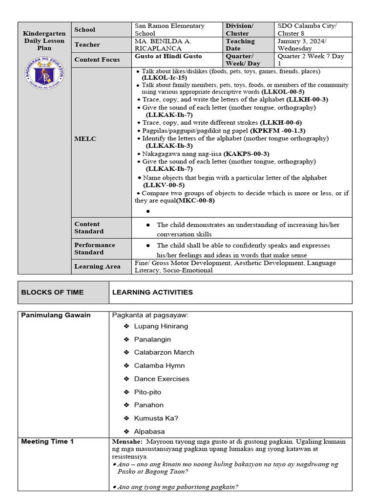 DLL Q2 Week 7 Day1 | PDF | Human Communication | Learning