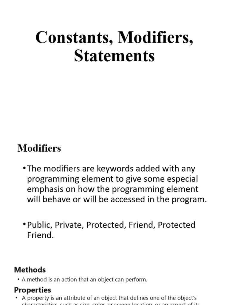 Constants Modifiers Statements | Download Free PDF | Data Type | Programming