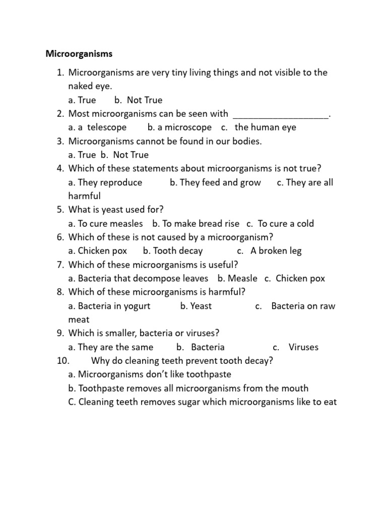 Micro Organisms Worksheet | PDF | Wellness | Science & Mathematics