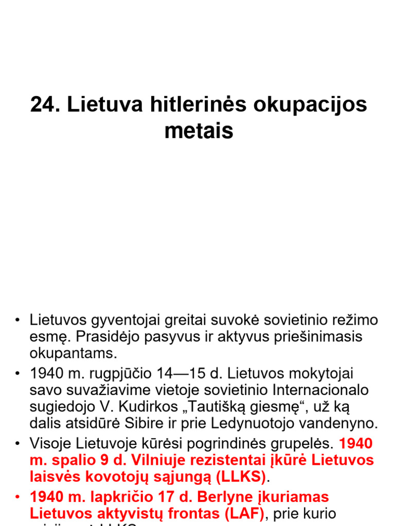 Lietuva Hitlerinės Okupacijos Metais | PDF