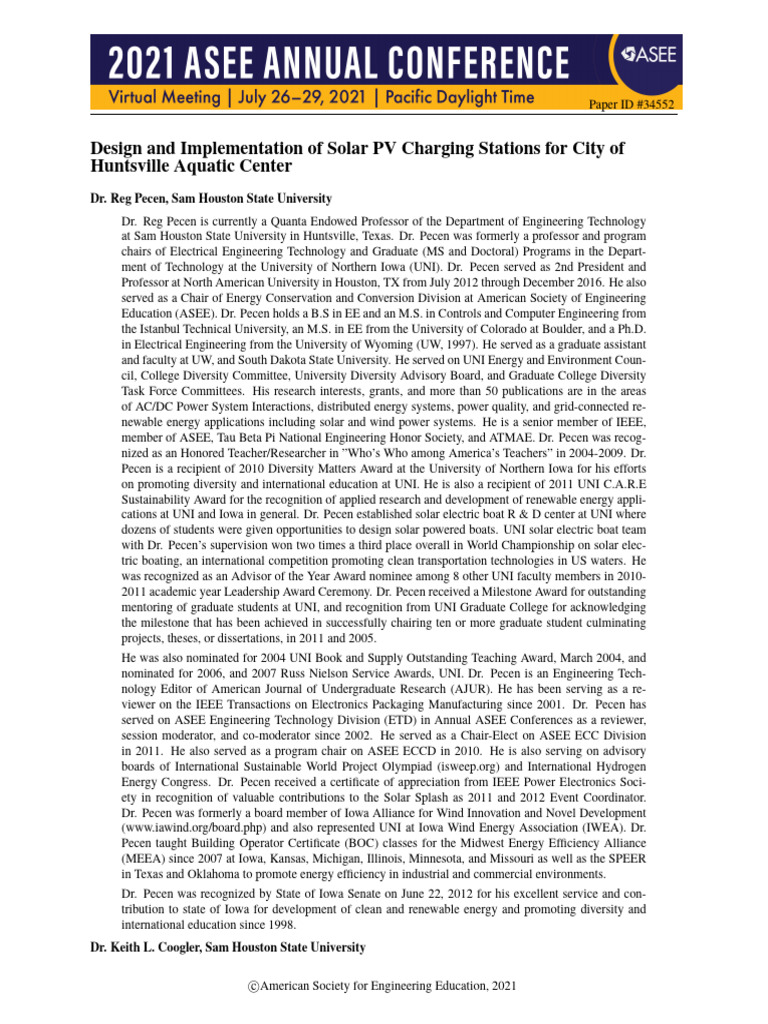 Design and Implementation of Solar PV Charging Stations For City of ... Design and Implementation of Solar PV Charging Stations For City of ...