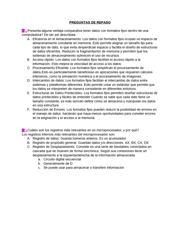 Preguntas de Repaso | PDF | Almacenamiento de datos de la computadora ...