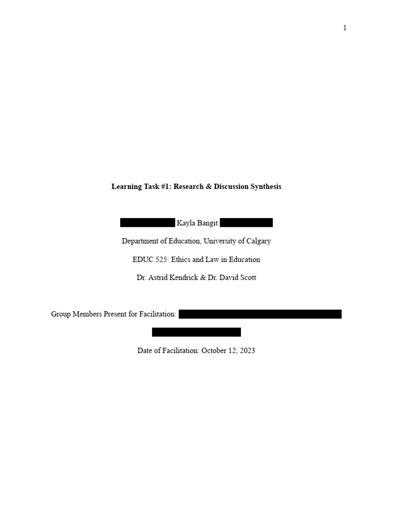Educ 525 Learning Task 1-3 | PDF | Teachers | Risk Educ 525 Learning Task 1-3 | PDF | Teachers | Risk
