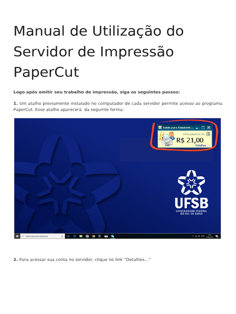 Manual de Utilizacao Do Servidor de Impressao Papercut | PDF | Negócios