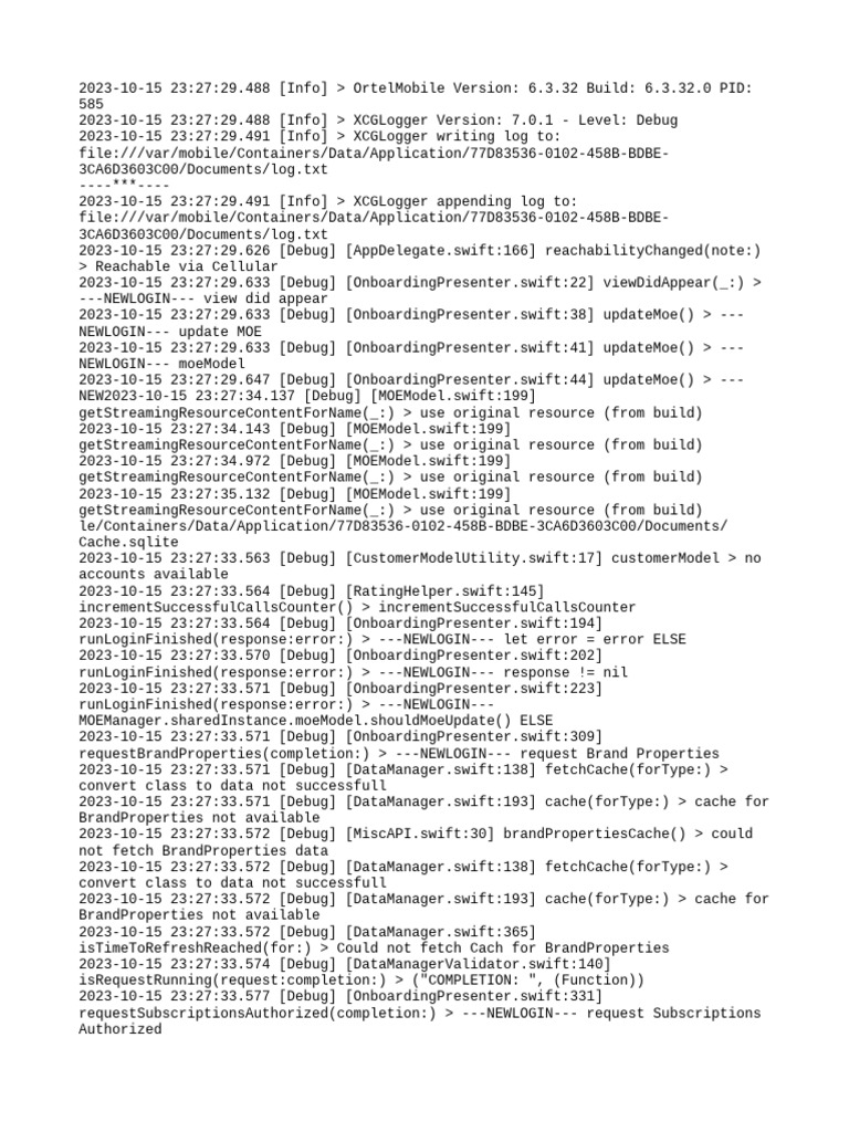 Log | Download Free PDF | Swift (Programming Language) | Cache (Computing)