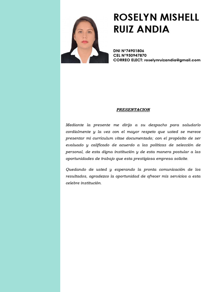 CV Ruiz Andia Roselyn Mishell | PDF
