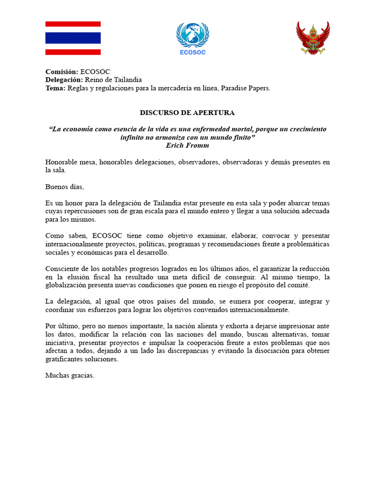 Ejemplo Discurso de Apertura | PDF