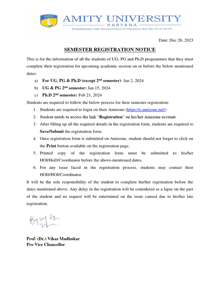 Registration Notice | PDF