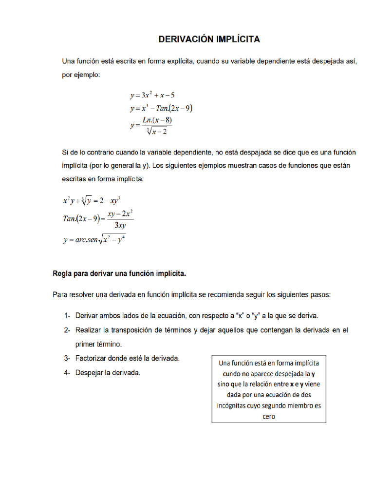 Derivacion Implicita | PDF | Derivado | Álgebra