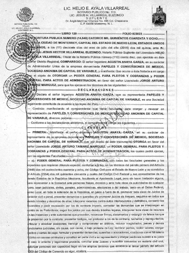 002 Poder Notarial Representante Legal Jorge Tamariz | PDF