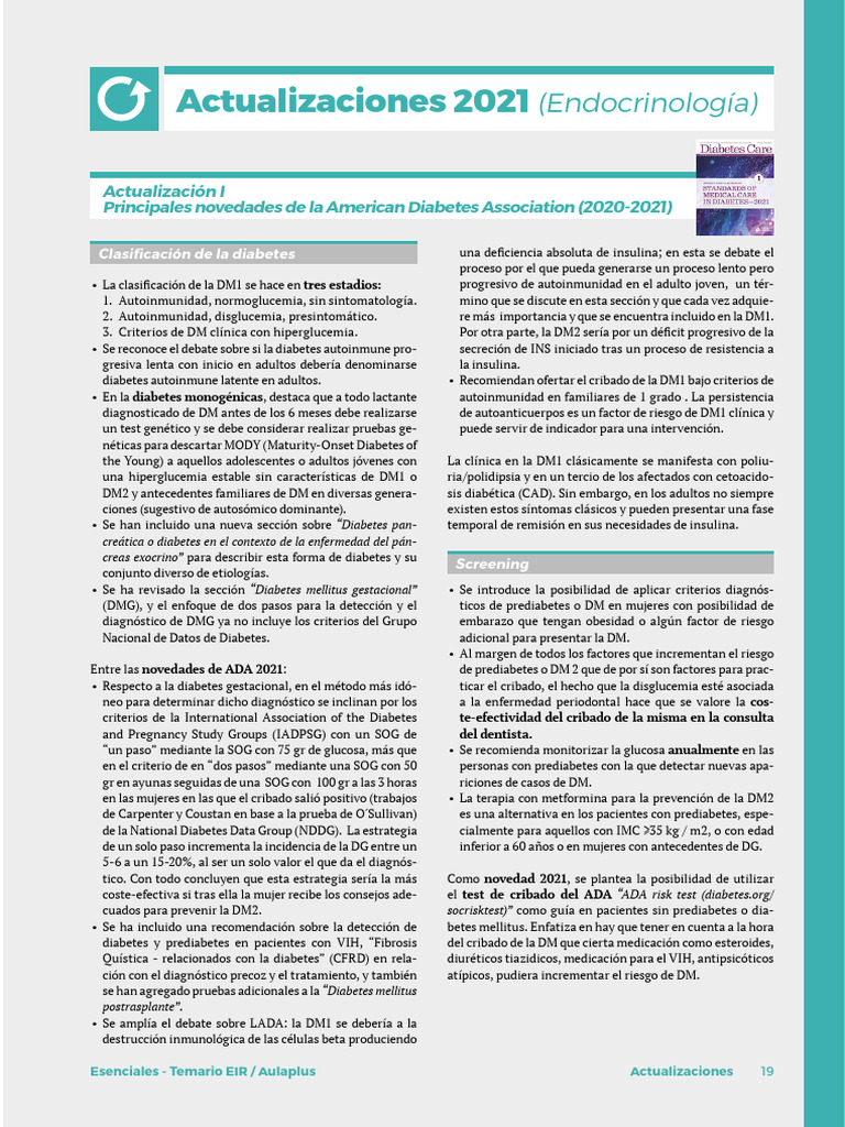 Actualizaciones Ada 2021 | PDF | Diabetes | Hipertensión