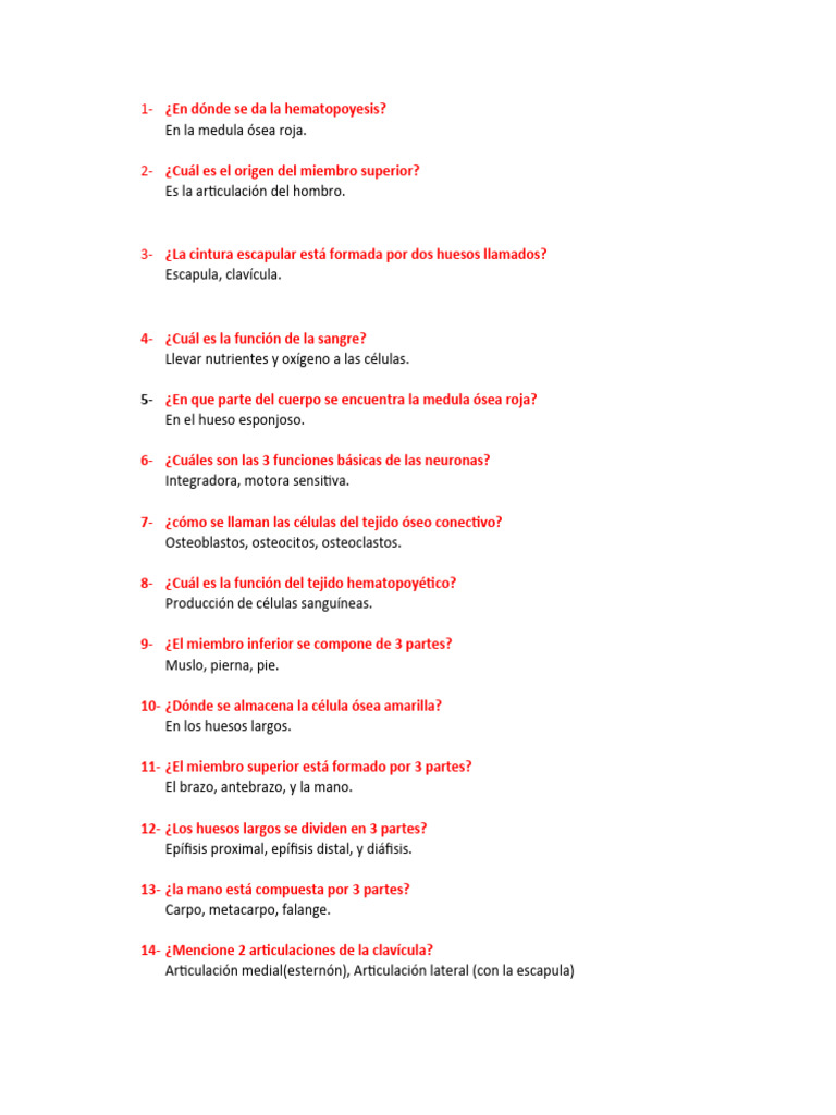Cuestionario Anatomia 1er Periodo | PDF | Hueso | Esqueleto