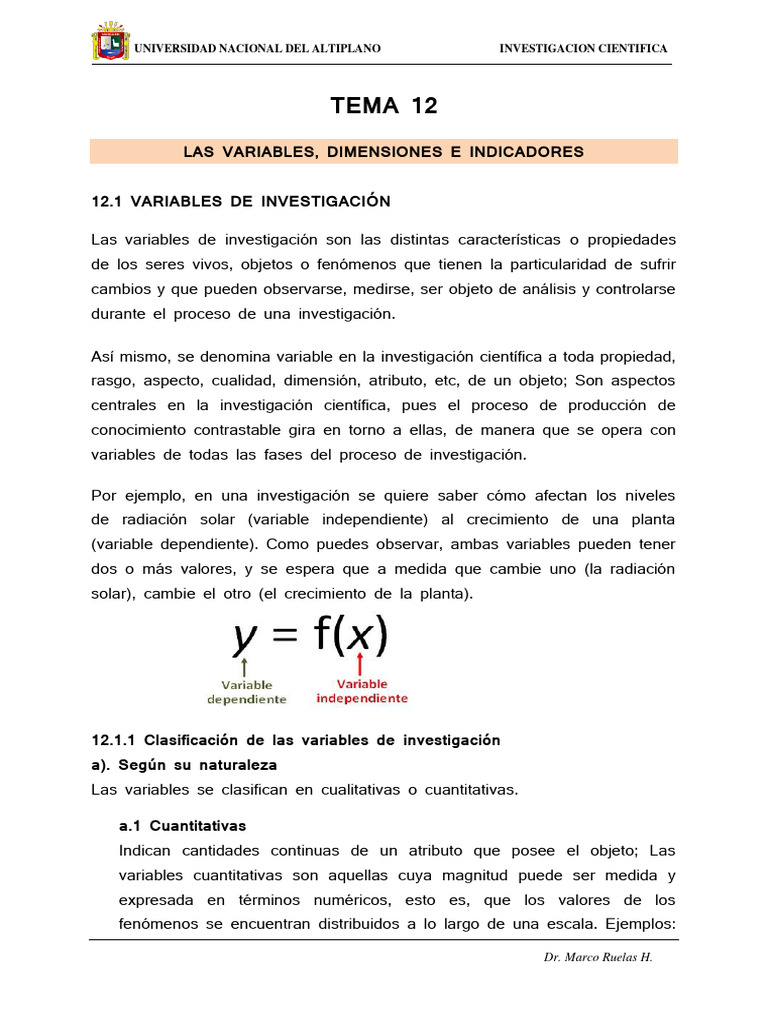 Tema 12 Variables Dimensiones e Indicadores | PDF | Investigación cuantitativa | Science